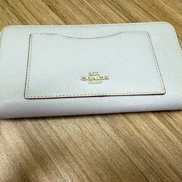 Coach | Bags | Coach Accordion Double Zipper Light Blue Wallet Pre ...